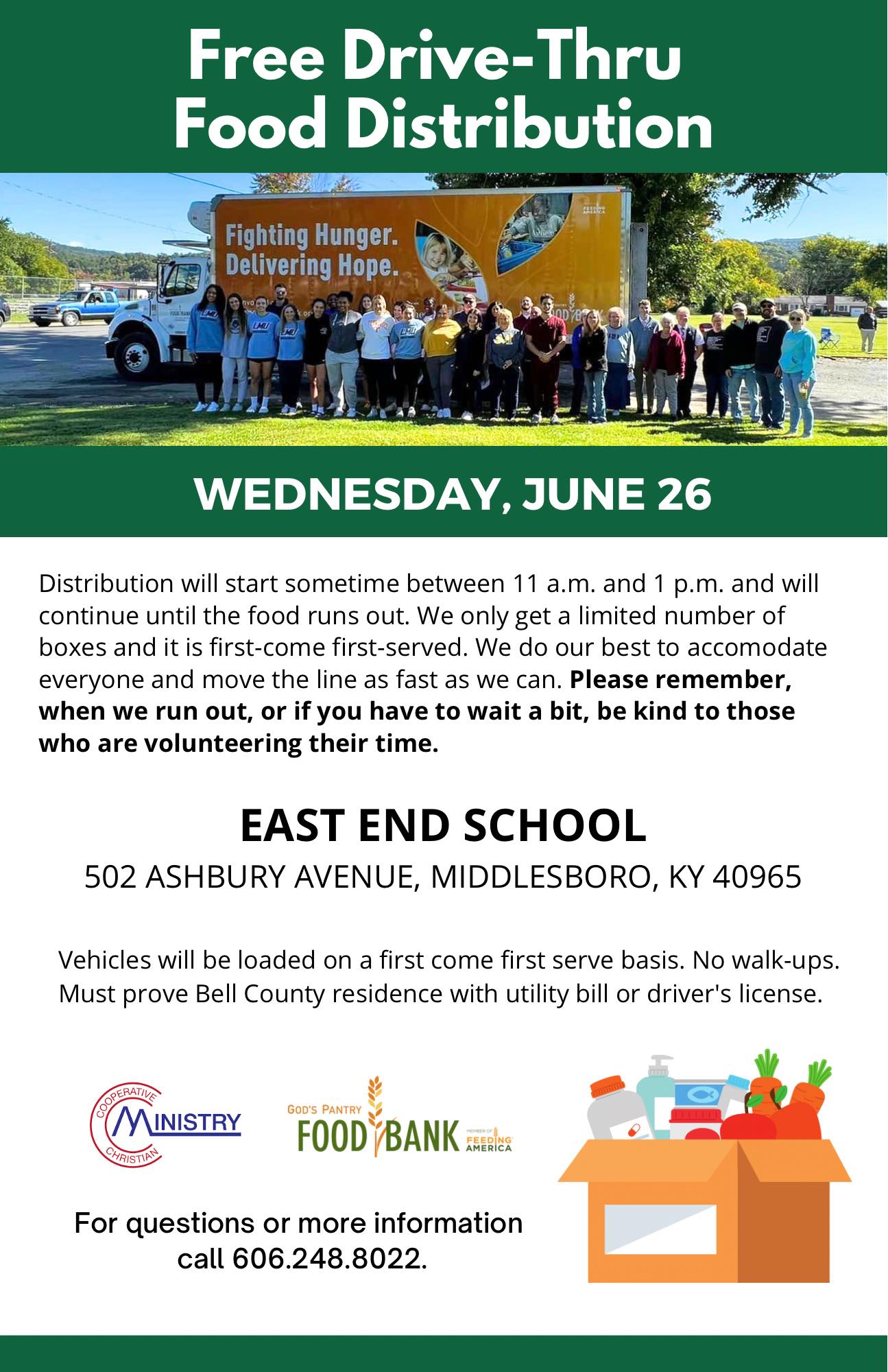 Free Drive-Thru Food Distribution today at East End School ...